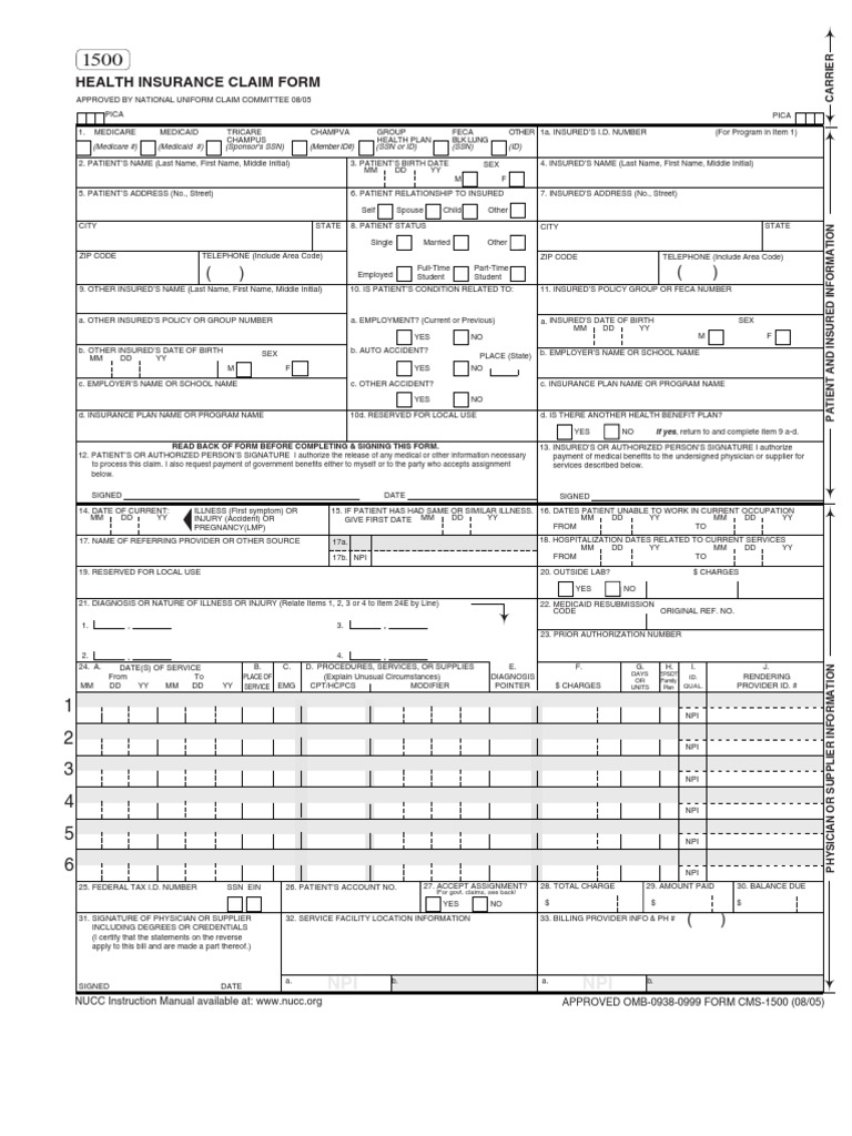 CMS 1500 | PDF | Medicare (United States) | Medicaid