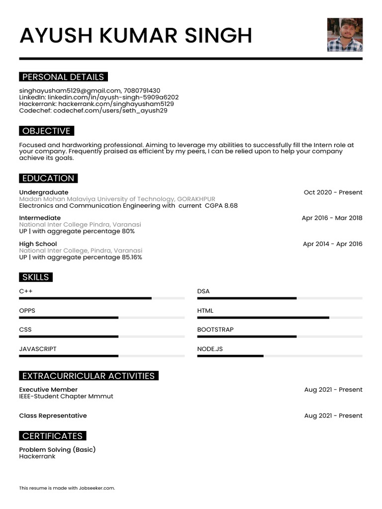 Resume Ayush Kumar Singh | PDF Resume Ayush Kumar Singh | PDF
