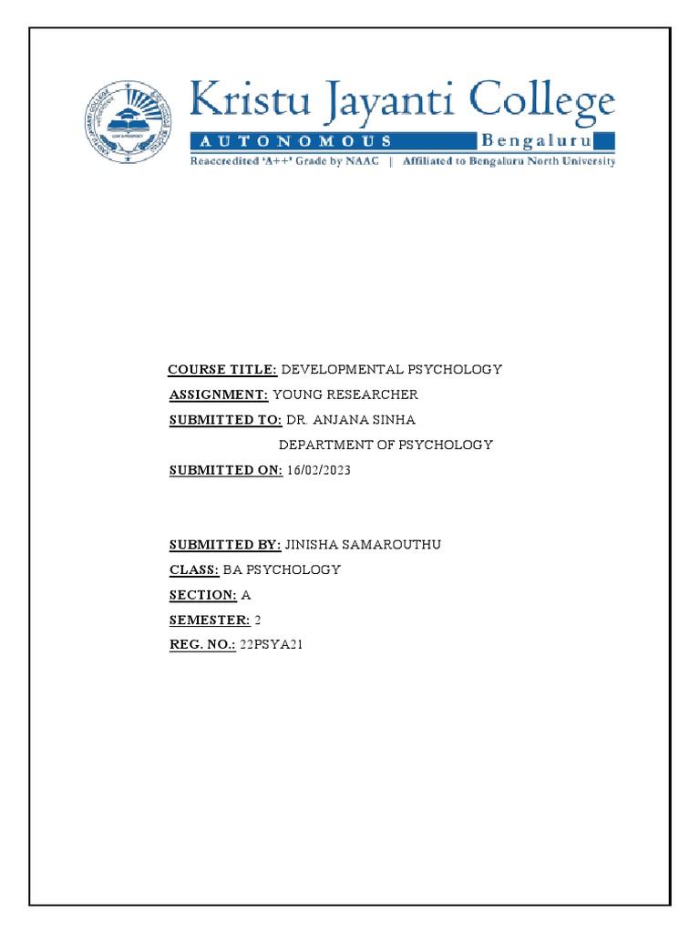 Developmental Psych Project PDF | PDF