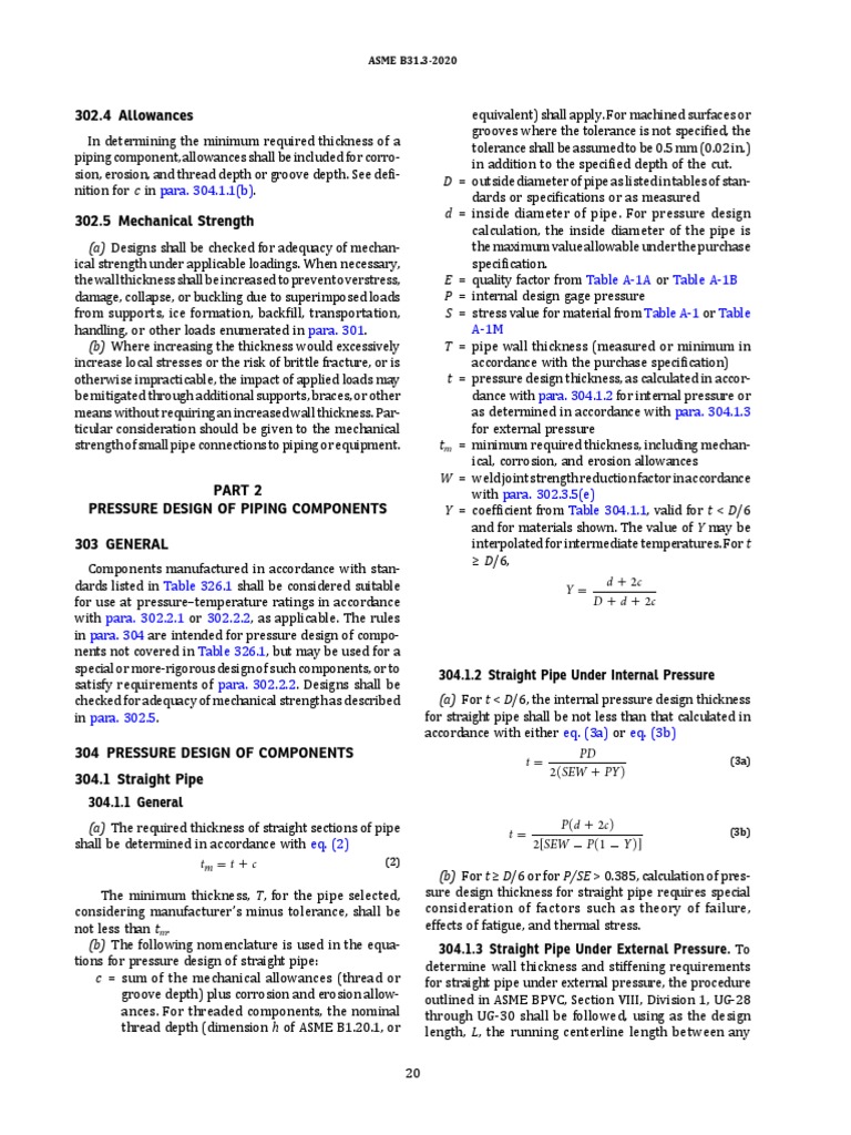 Minimum Thickness for Piping Components | PDF