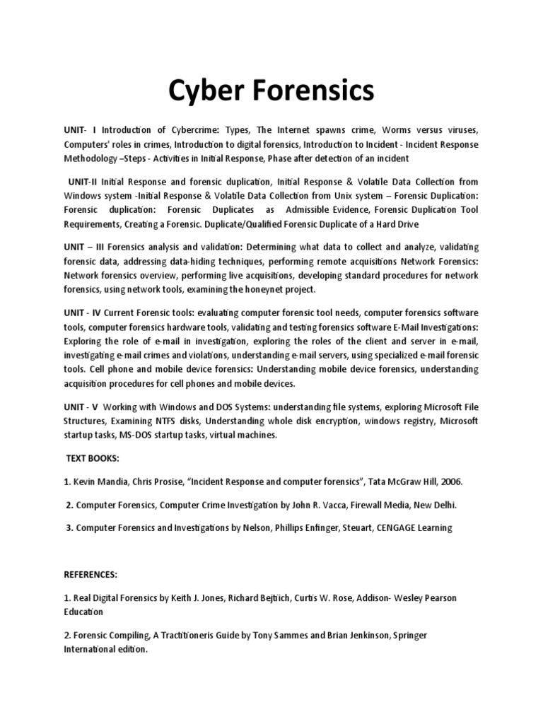 Cyber Forensics Unit-1 Notes | PDF