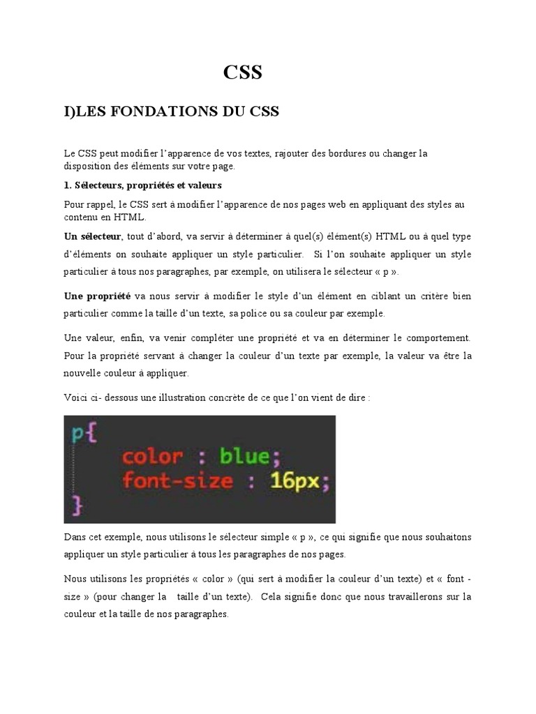 Introduction au CSS et ses propriétés | PDF | Élément HTML | Html