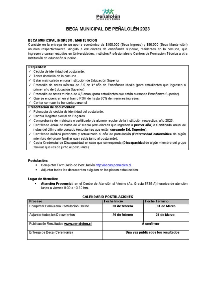 Becas-2023-Penalolen (1) - 2 PDF | PDF