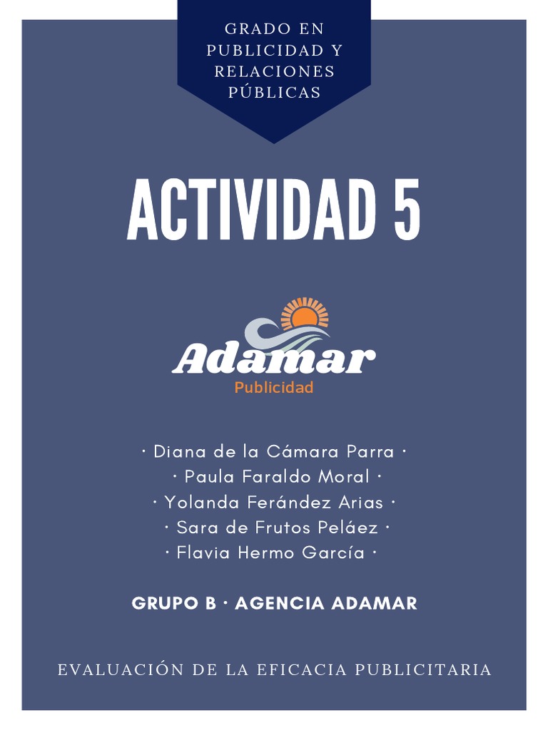 Actividad5 GrupoB - AgenciaAdamar PDF | PDF | Publicidad | Facebook