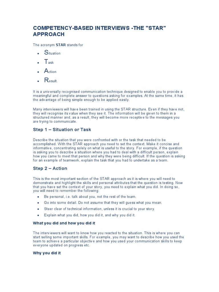 STAR Interview Questions PDF | PDF