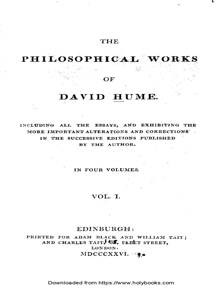 The Philisophical Works of David Hume Vol I PDF | PDF | Skepticism | David Hume