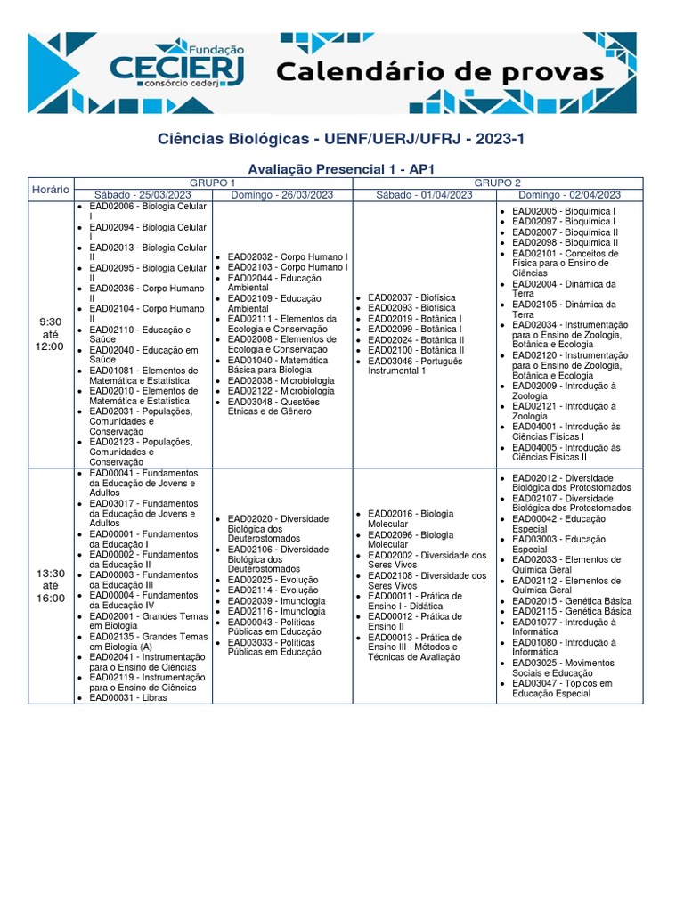 Calendário APS Bio PDF | PDF