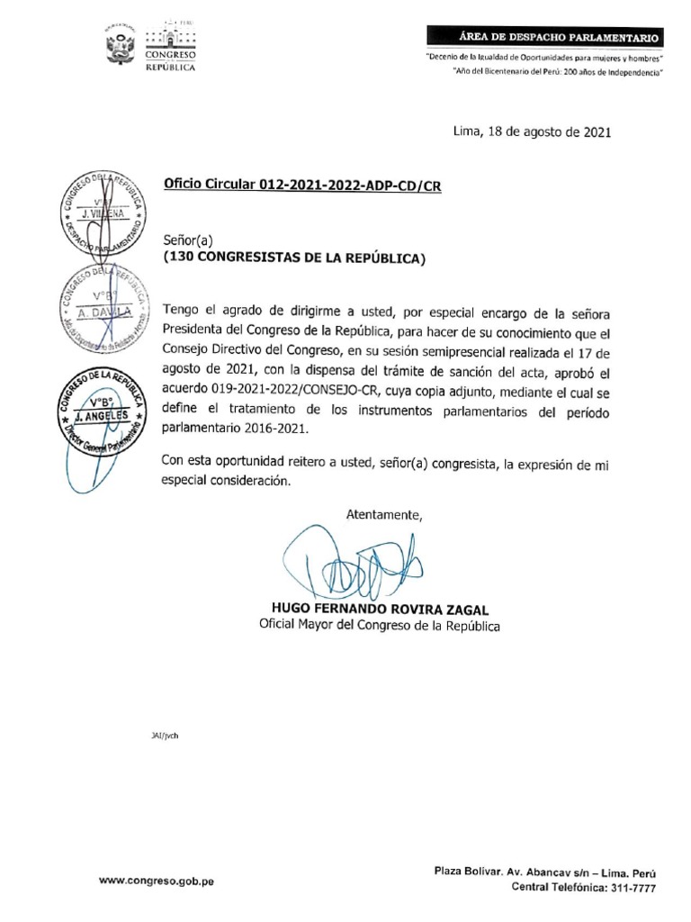 Acuerdo - 019-2021-2022-CONSEJO-CR - 17.08.2021 PDF | PDF Acuerdo - 019-2021-2022-CONSEJO-CR - 17.08.2021 PDF | PDF