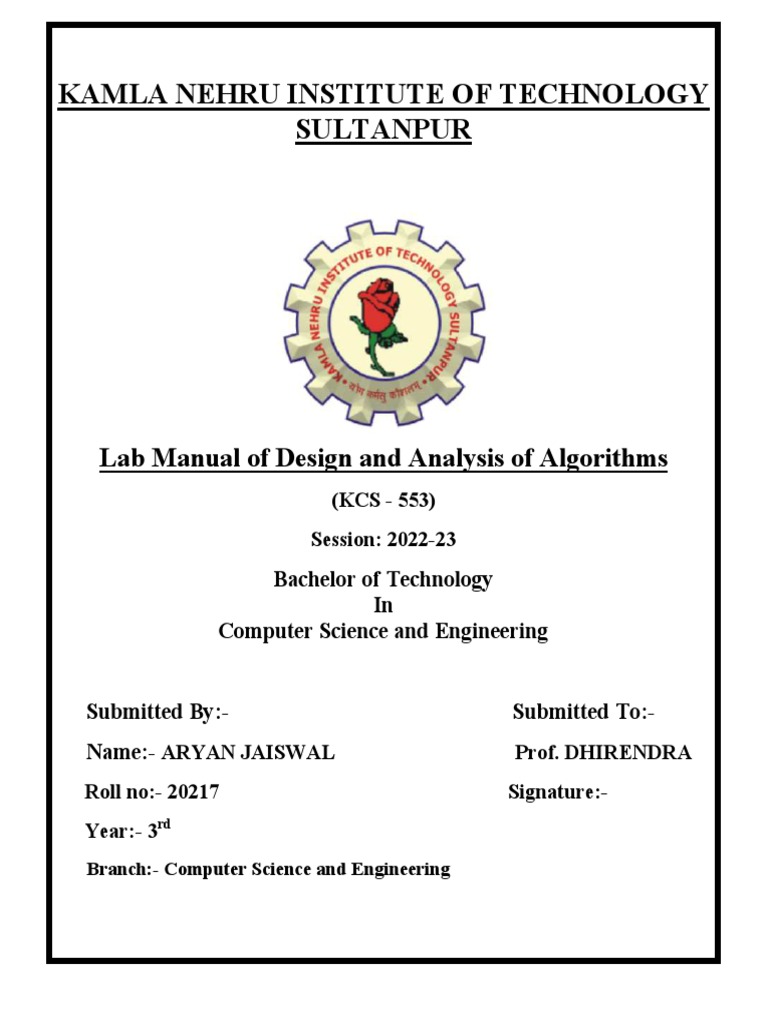 ARYAN DAA Practical FILE PDF | PDF | Algorithms And Data Structures ...