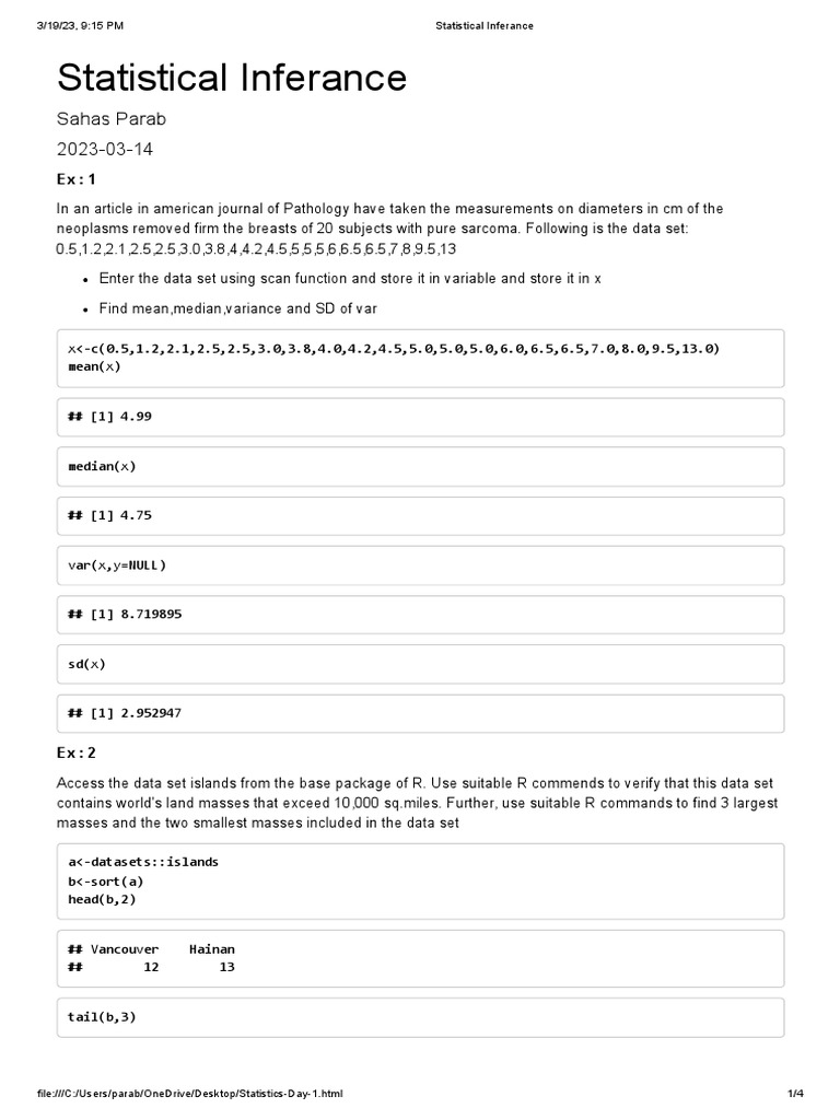 Statistical Inferance PDF | PDF | Statistical Models | Statistical Theory