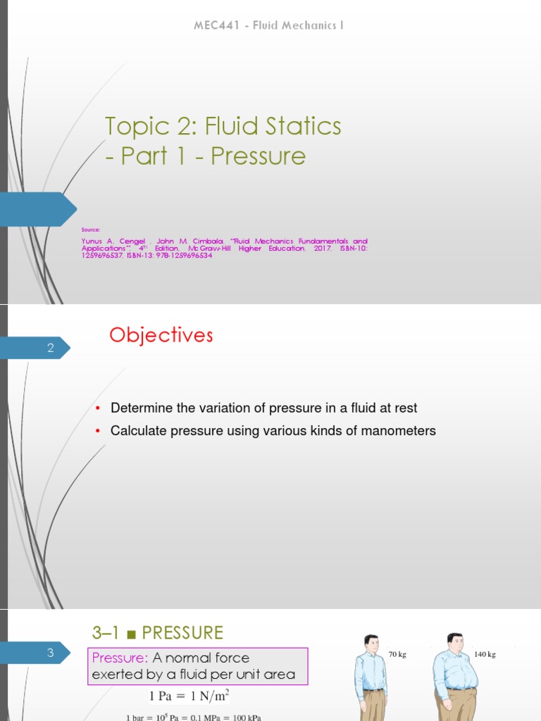 02-MEC441-Fluid Statics-Part 1-v.1.1 | PDF