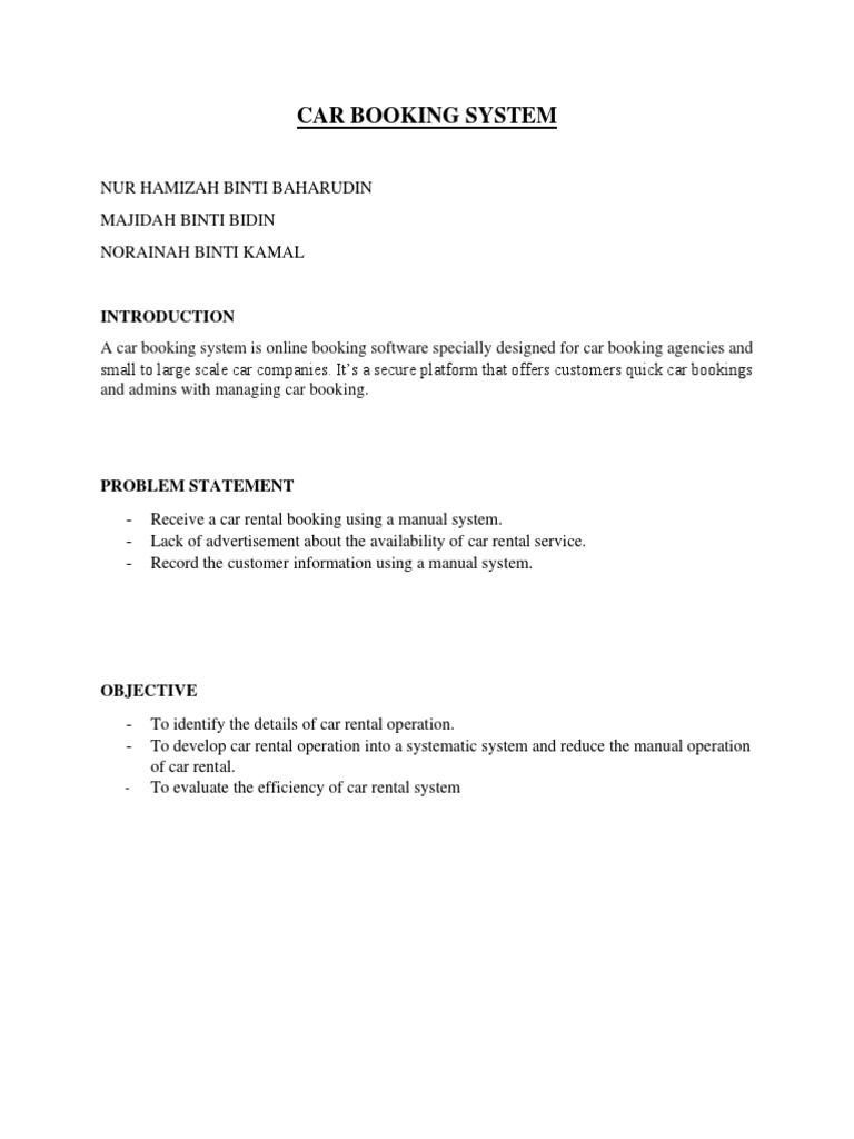 Car Booking System Overview and Objectives | PDF