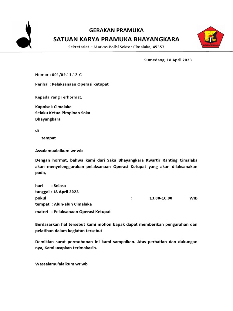Surat Pelaksanaan Operasi Ketupat 2023 | PDF
