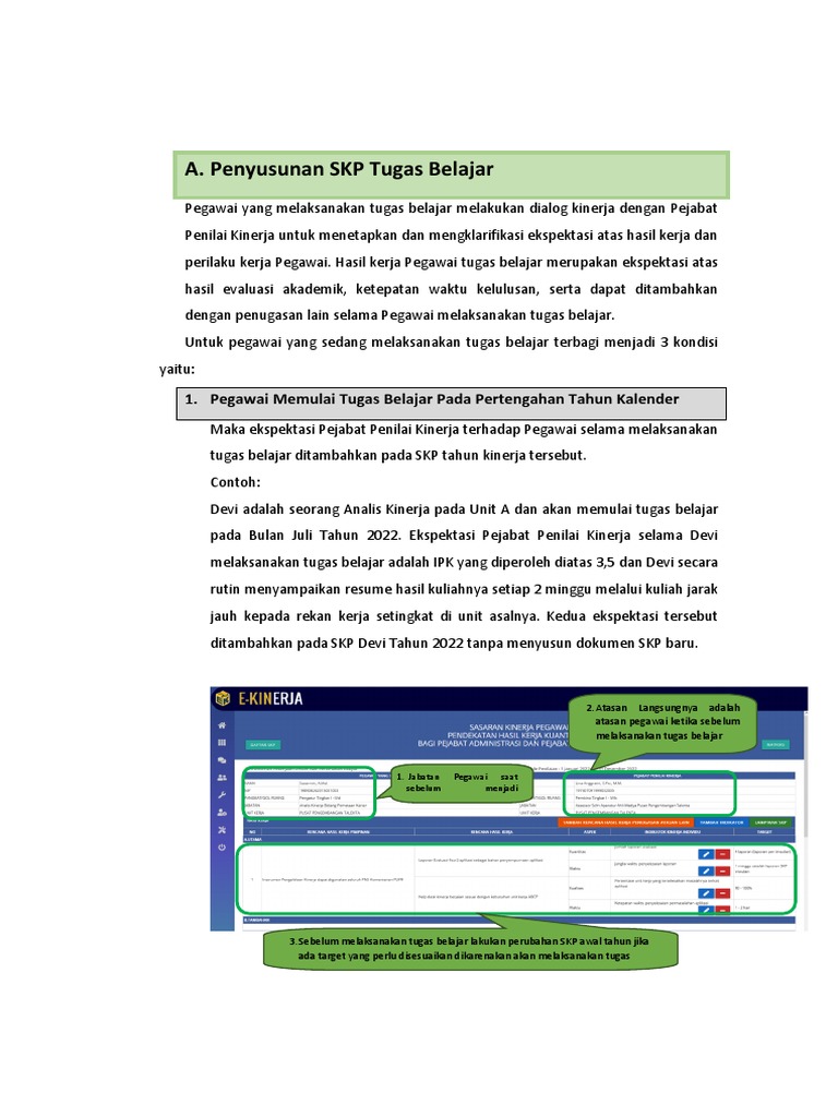 Penyusunan SKP Tugas Belajar Pegawai | PDF
