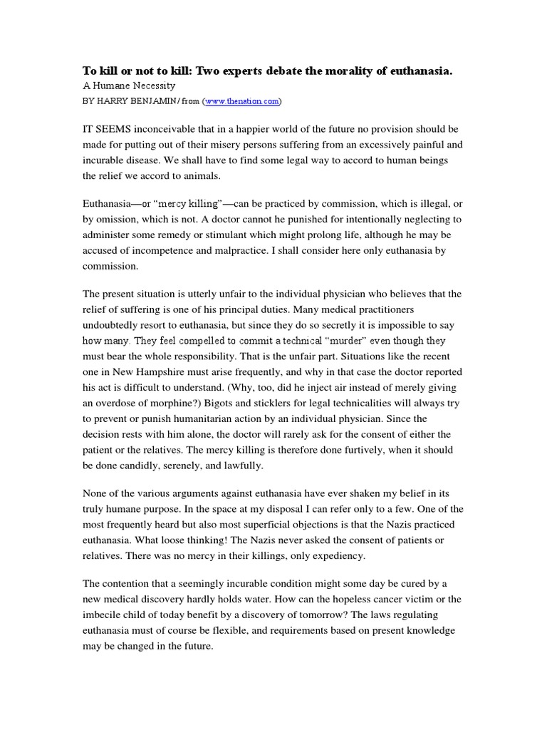 Euthanasia Pro and Con PDF | PDF | Physician | Death