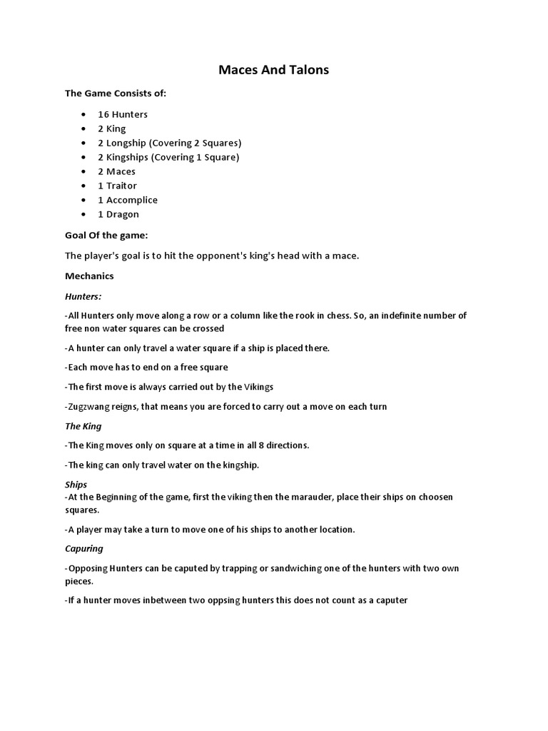 Maces and Talons Rulebook PDF | PDF