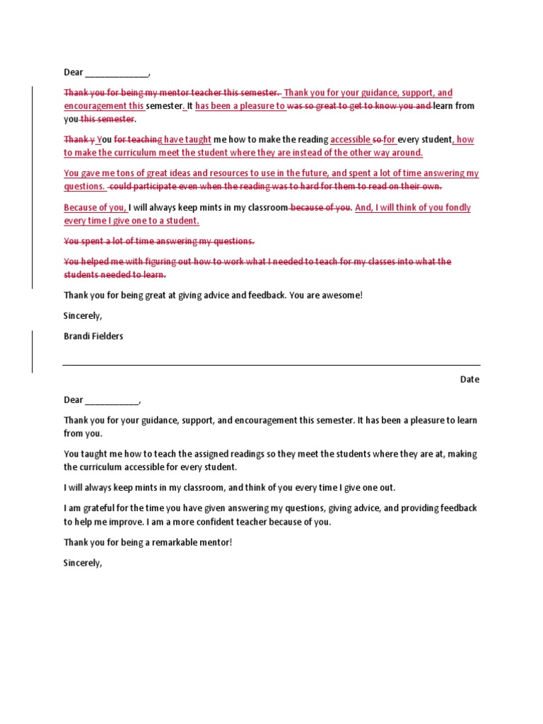 thank you letter - with revisions | PDF