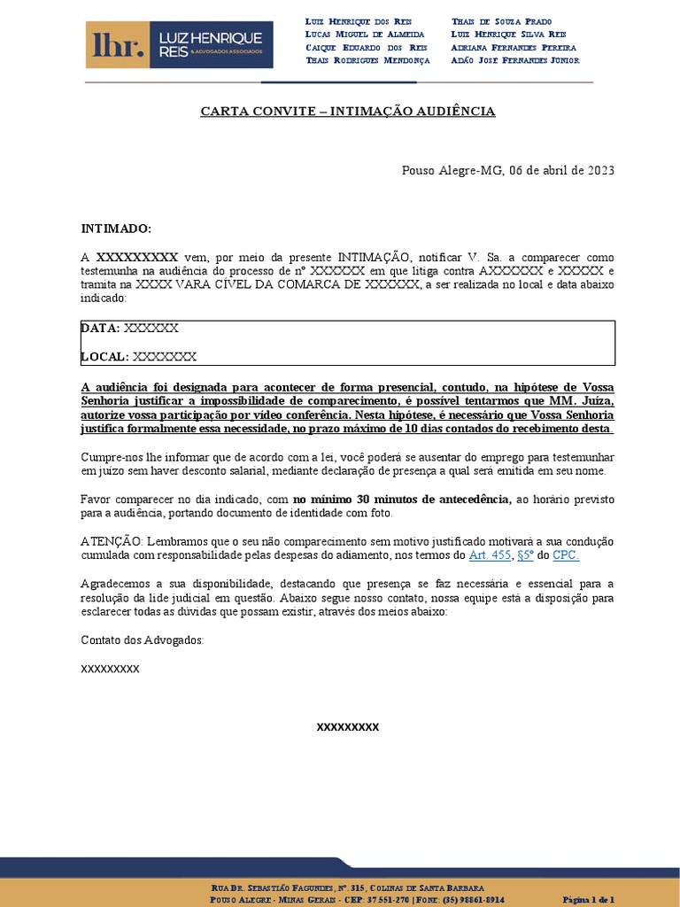 Carta de Intimação MODELO | PDF