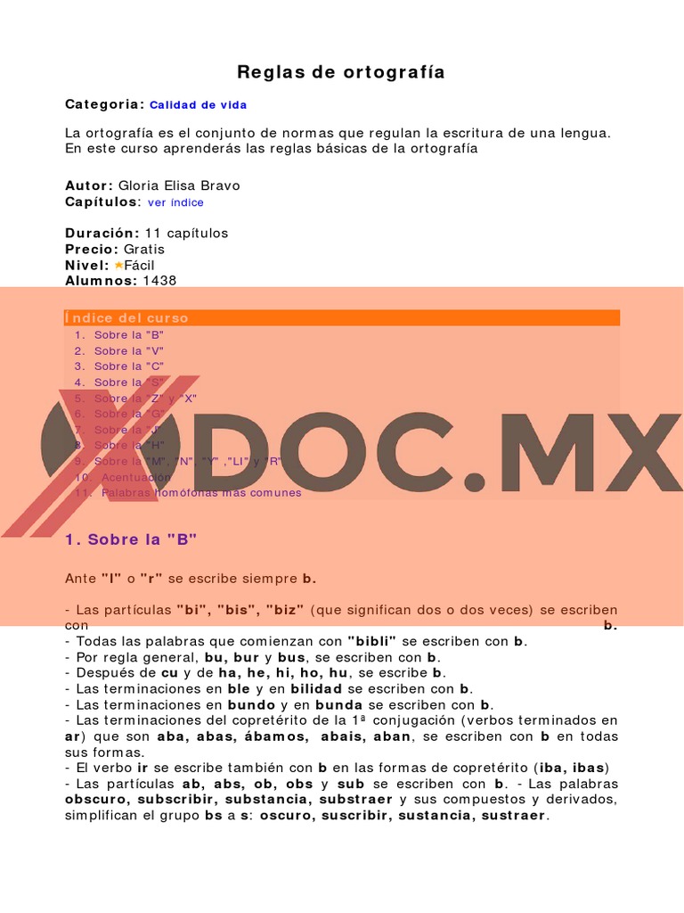 Reglas de Ortografia | PDF