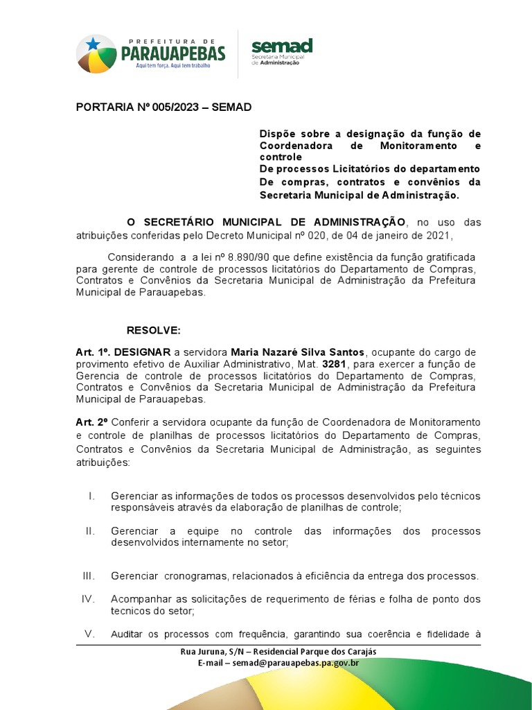 Designação de Coordenadora de Licitações | PDF