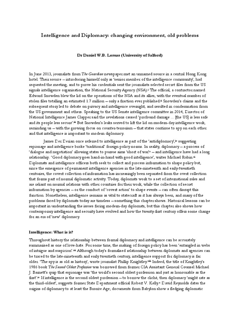 FINAL - Intelligence and Diplomacy PDF | PDF