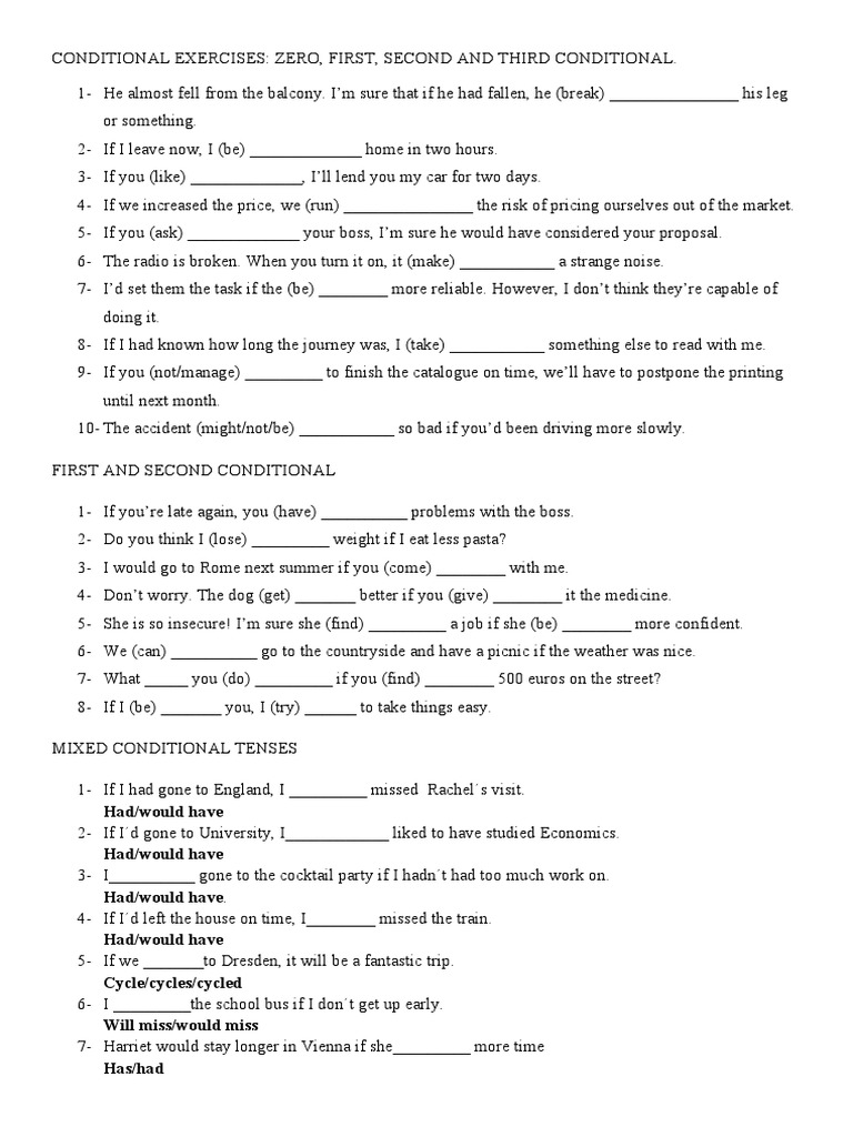 Conditional Exercises | PDF