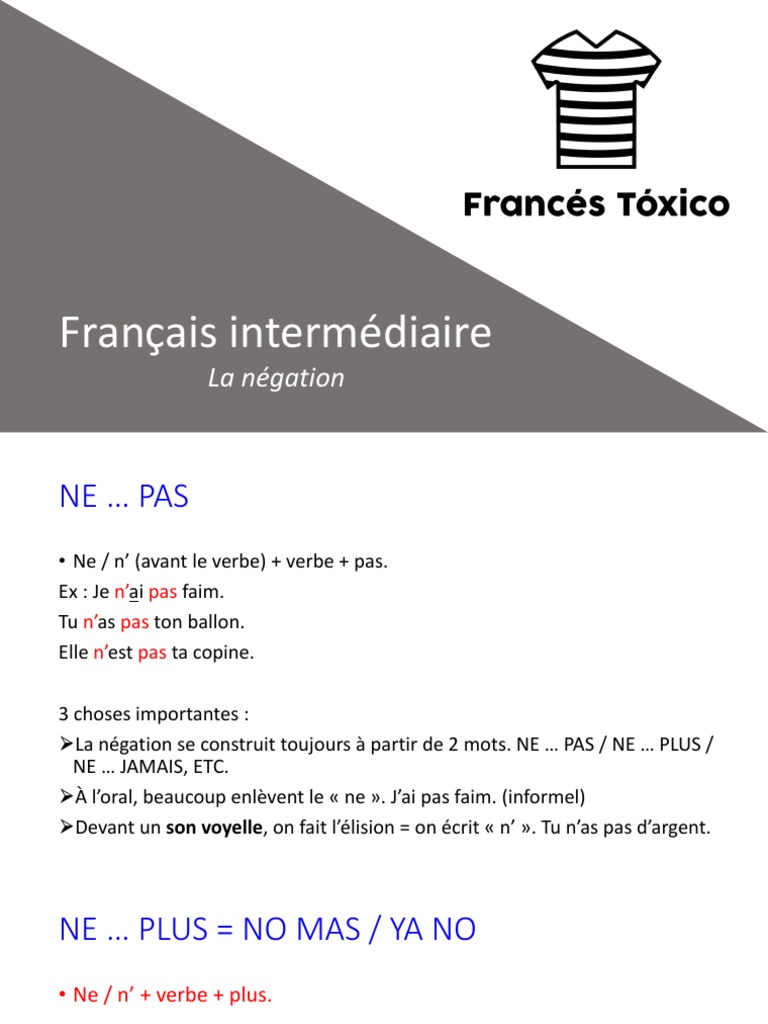 La Négation en Français Intermédiaire | PDF | Sémantique | Unités ...