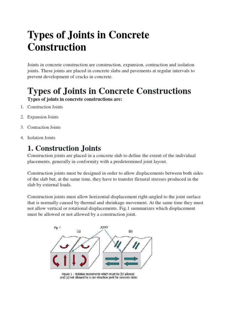 Types of Joints in Concrete Construction PDF | PDF