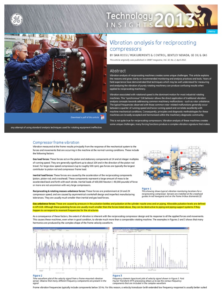 Vibration Analysis Recip Compressors PDF | PDF