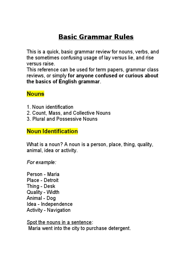 Basic Grammar Rules | PDF | Pronoun | Grammatical Number