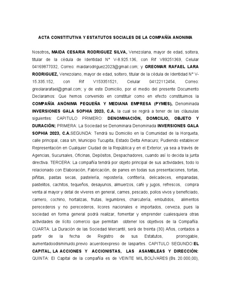 Acta Constitutiva | PDF