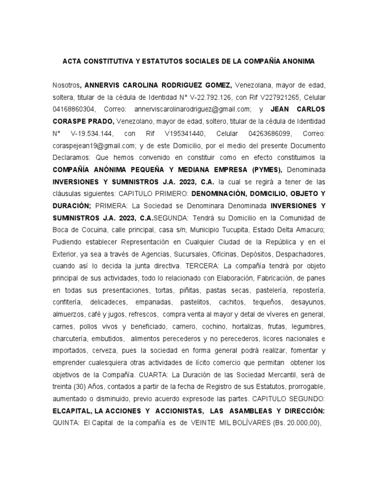 Acta Constitutiva | PDF