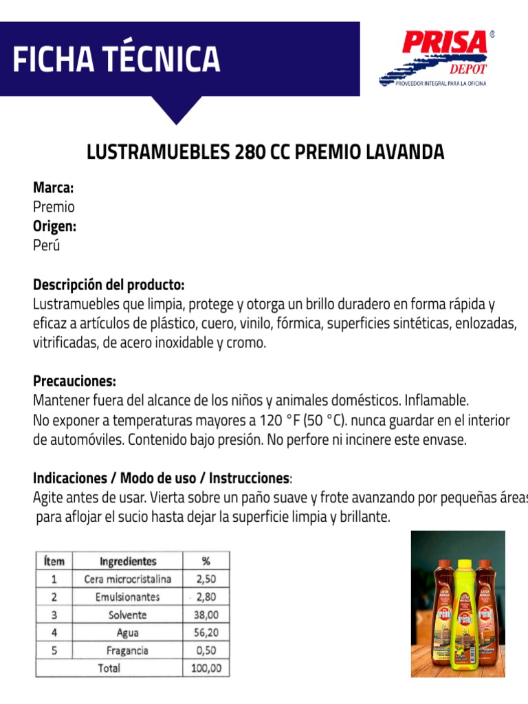 Hoja de Lustramuebles Premio PDF | PDF