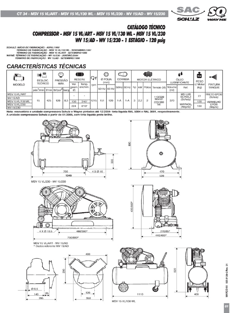 Catálogo Técnico Compressor - CT 34-MSV 15VL-WV PDF | PDF