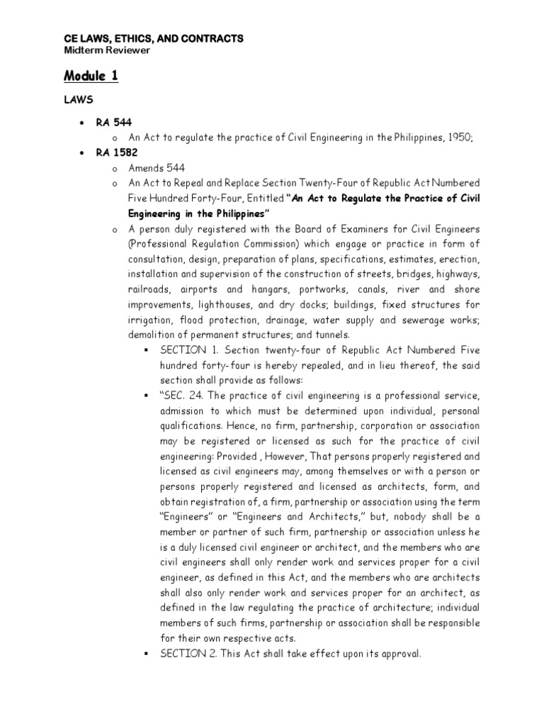 Ce Laws Midterm Reviewer PDF | PDF