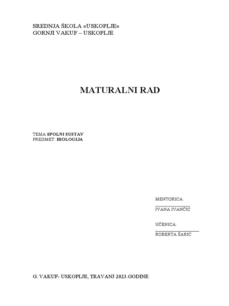 Spolni Sustav Zavrseni | PDF