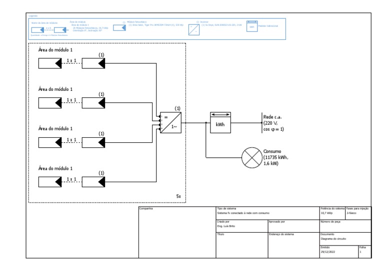 Modelo Diagrama Unifilar Projeto 10,7kwp Usando Microinversor | PDF ...