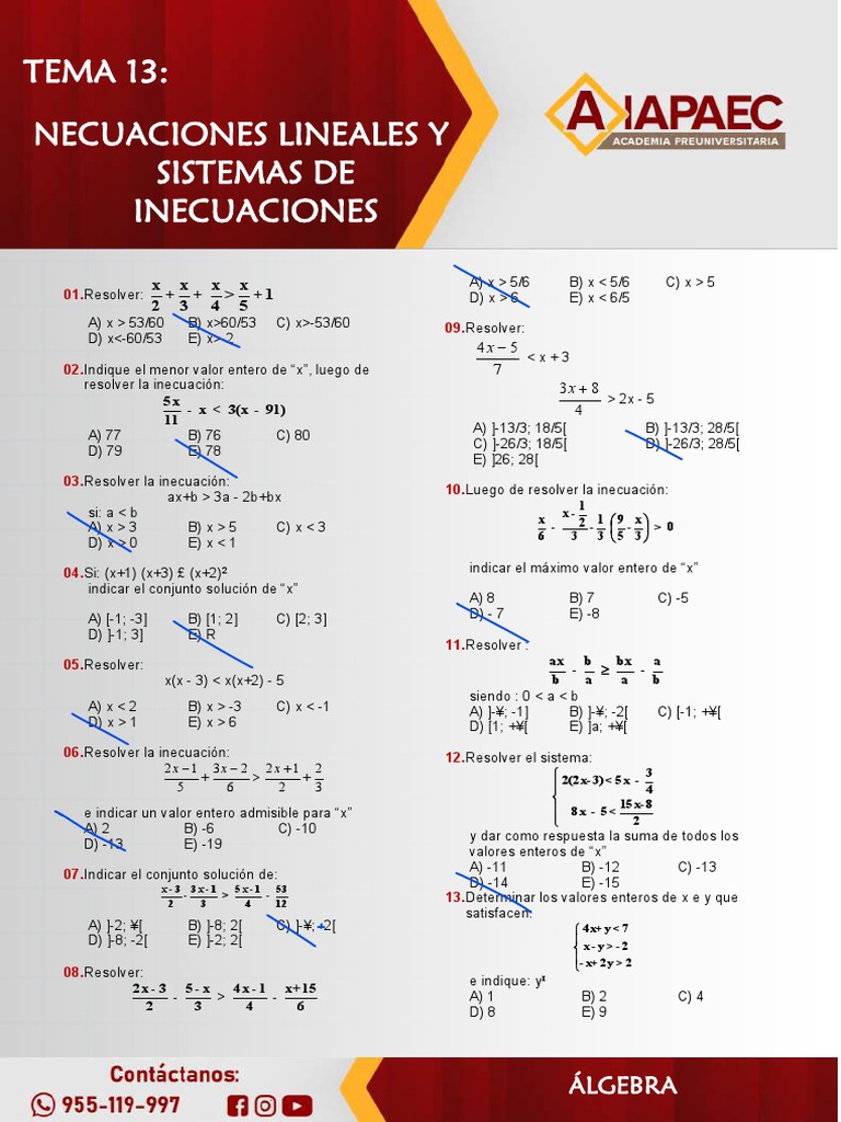14.inecuaciones Lineales PDF | PDF | Matemáticas