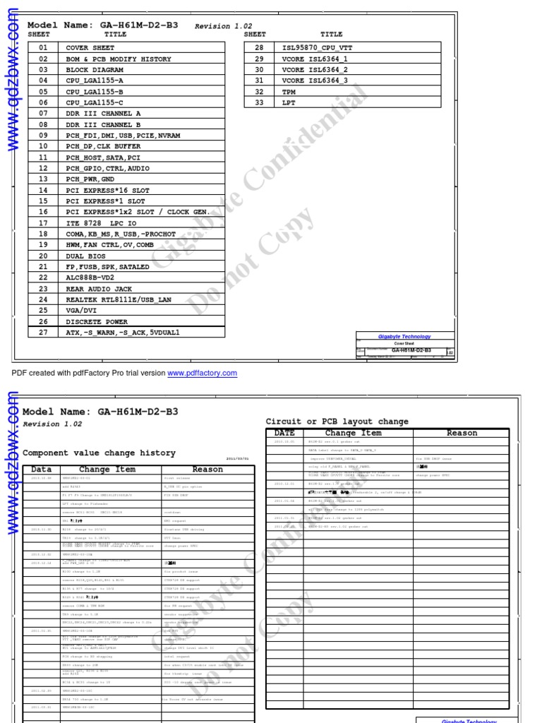 Gigabyte Ga-H61m-D2-B3 Rev 1.02 DDR3 | PDF | Computer Hardware | Computer Related Introductions