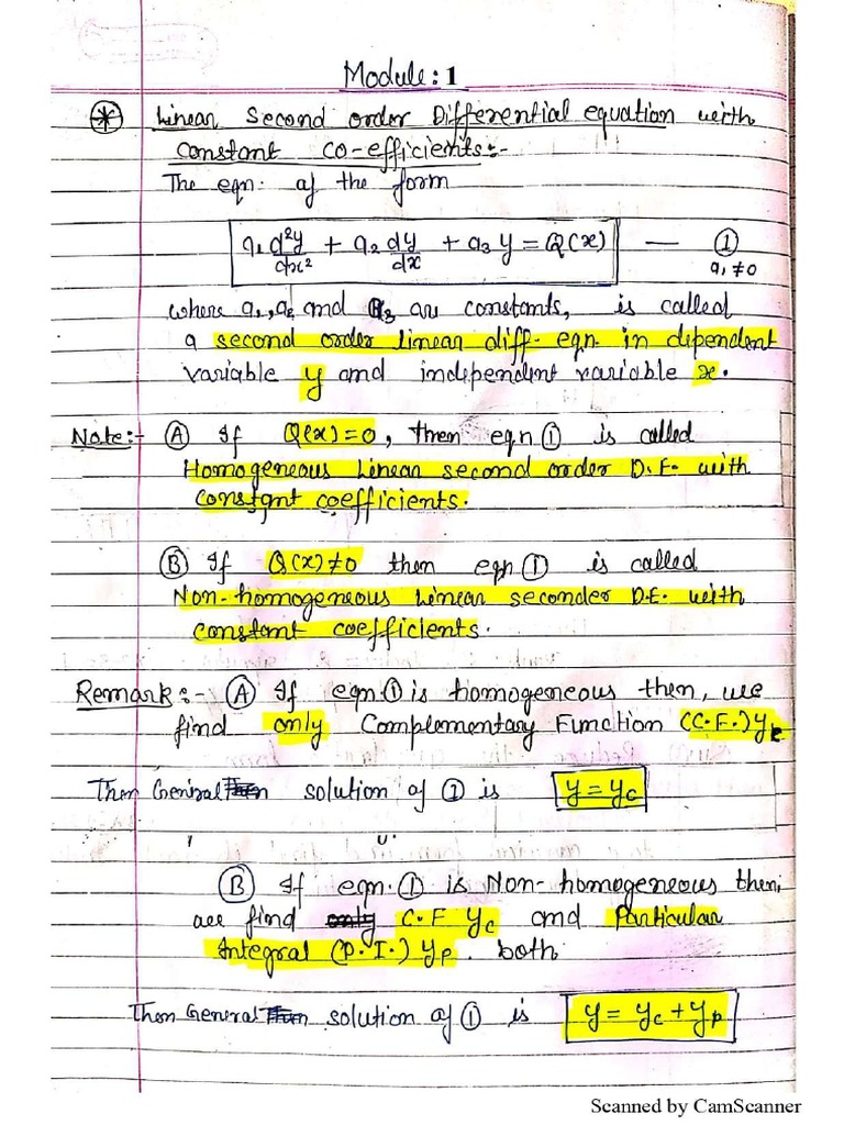 Mod 1 (Hand Written Notes) PDF | PDF | Ordinary Differential Equation ... Mod 1 (Hand Written Notes) PDF | PDF | Ordinary Differential Equation ...