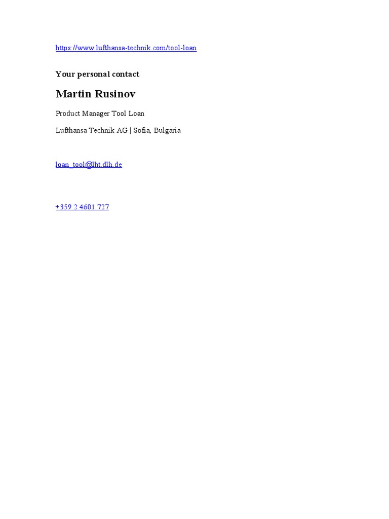 Lufthansa Technik Tool Loan Service | PDF