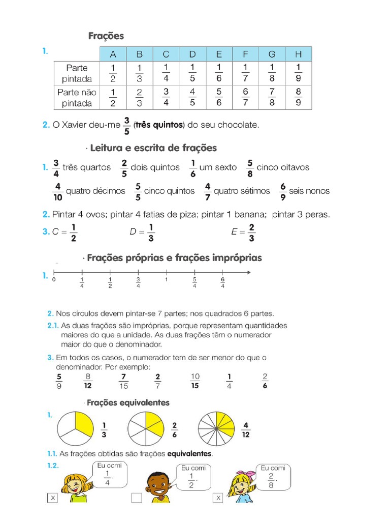 Ficha Matematica 4 Ano Fracoes Solucoes | PDF