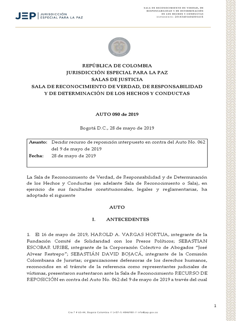Participación de Víctimas en la JEP | PDF | Debido al proceso | Judicaturas
