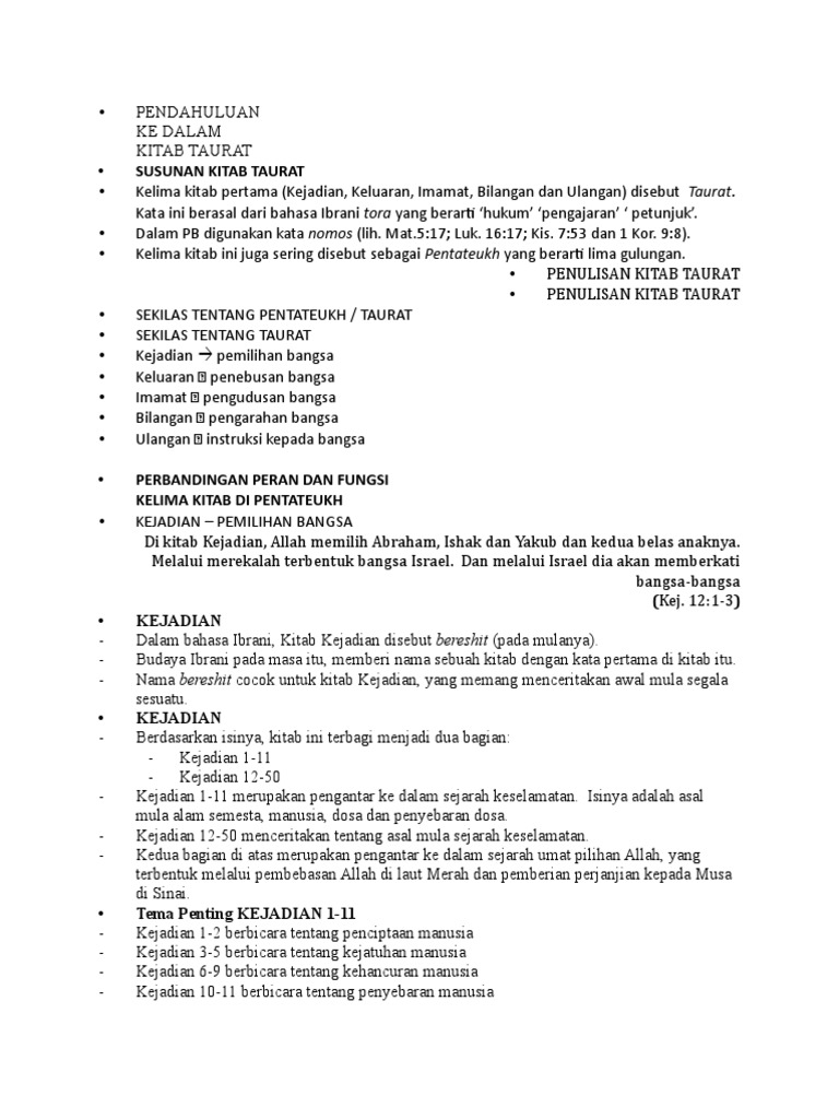 Sejarah dan Penulisan Kitab Taurat | PDF