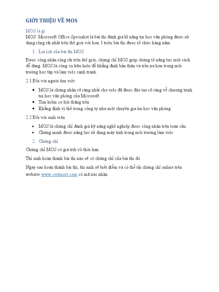 GIỚI THIỆU VỀ MOS | PDF