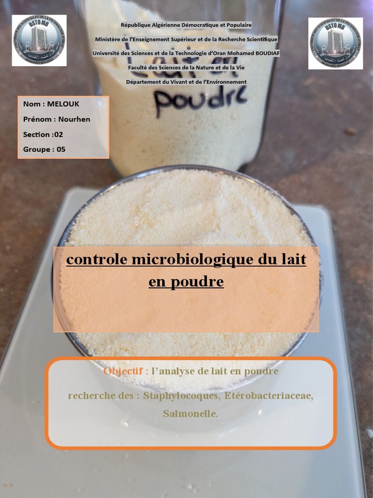 TP Lait en Poudre | PDF | Lait en poudre | Microbiologie