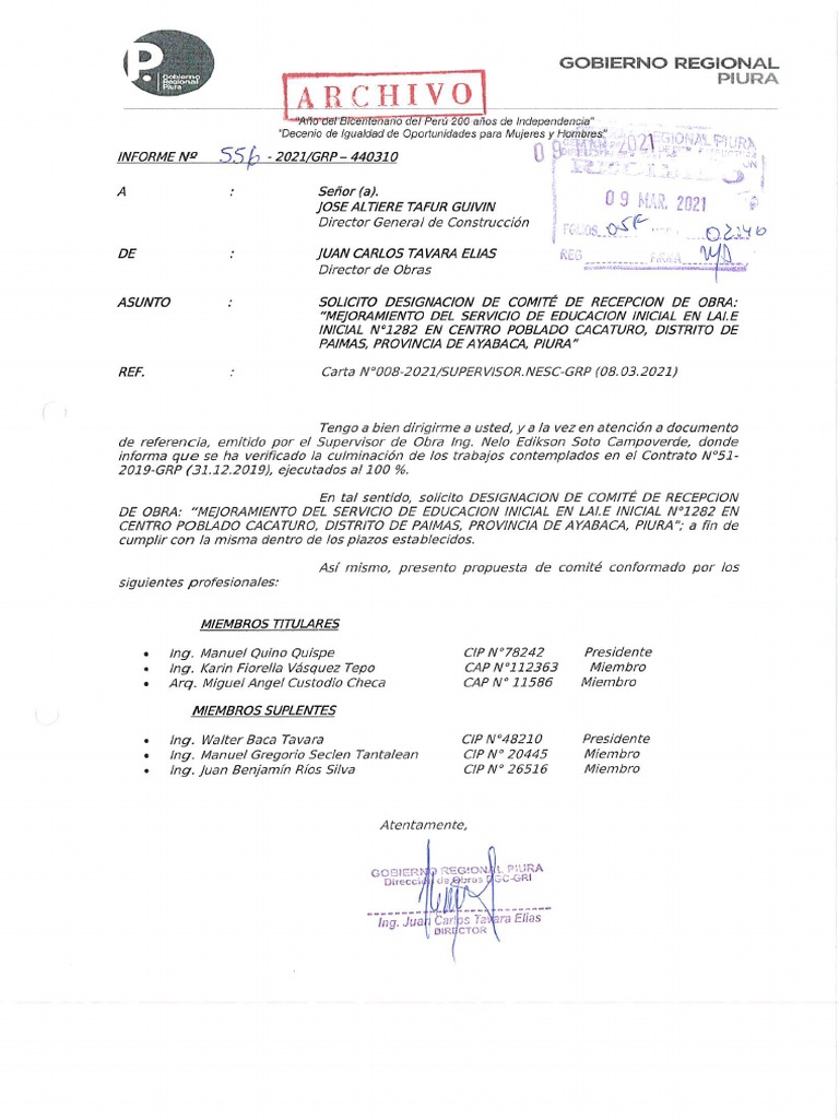 Modelo de Solicitud para Designación de Comite de Recepción | PDF