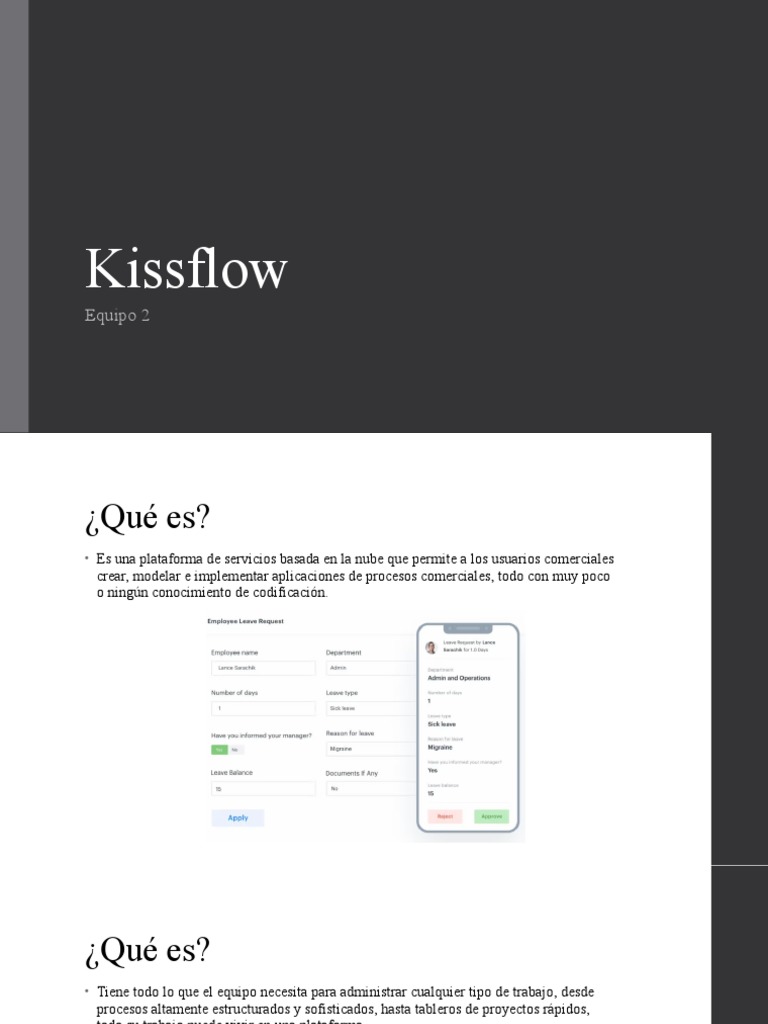 Presentacion 1 - Equipo 2 - Kissflow | PDF | Desarrollo de software | Tecnologías de la información