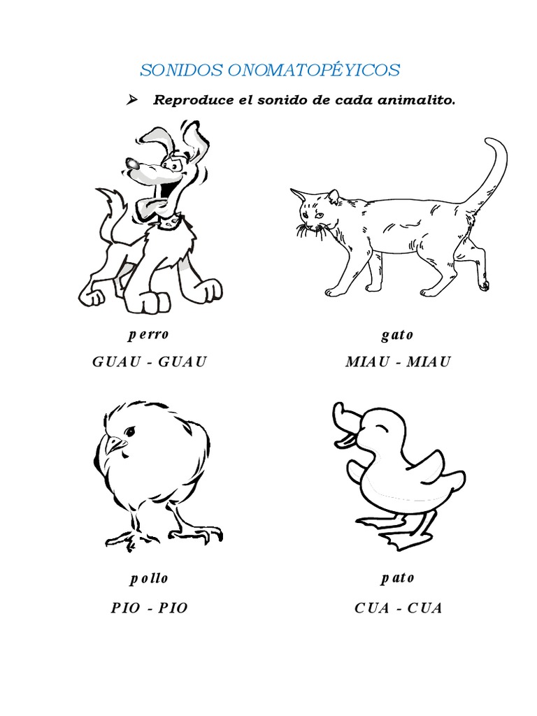 Sonidos Onomatopéyicos para Niños | PDF