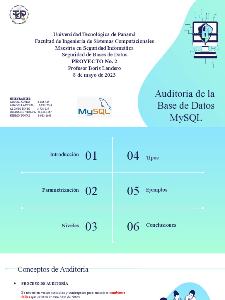 Auditoria de BD MySQL-Ana-Abdiel-Alonso-Belisario-Fermin | PDF | Mi sql | Bases de datos
